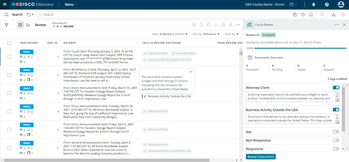 DISCO: Ediscovery & Litigation Hold Software